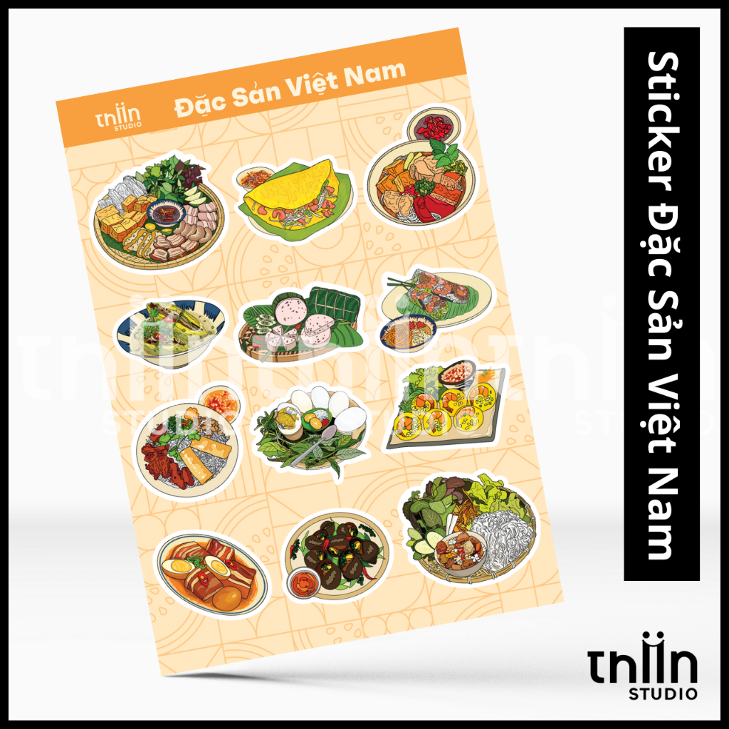 Sticker Đồ Ăn Việt Nam THIIN STUDIO, hình dán chống nước, sticker cute ...