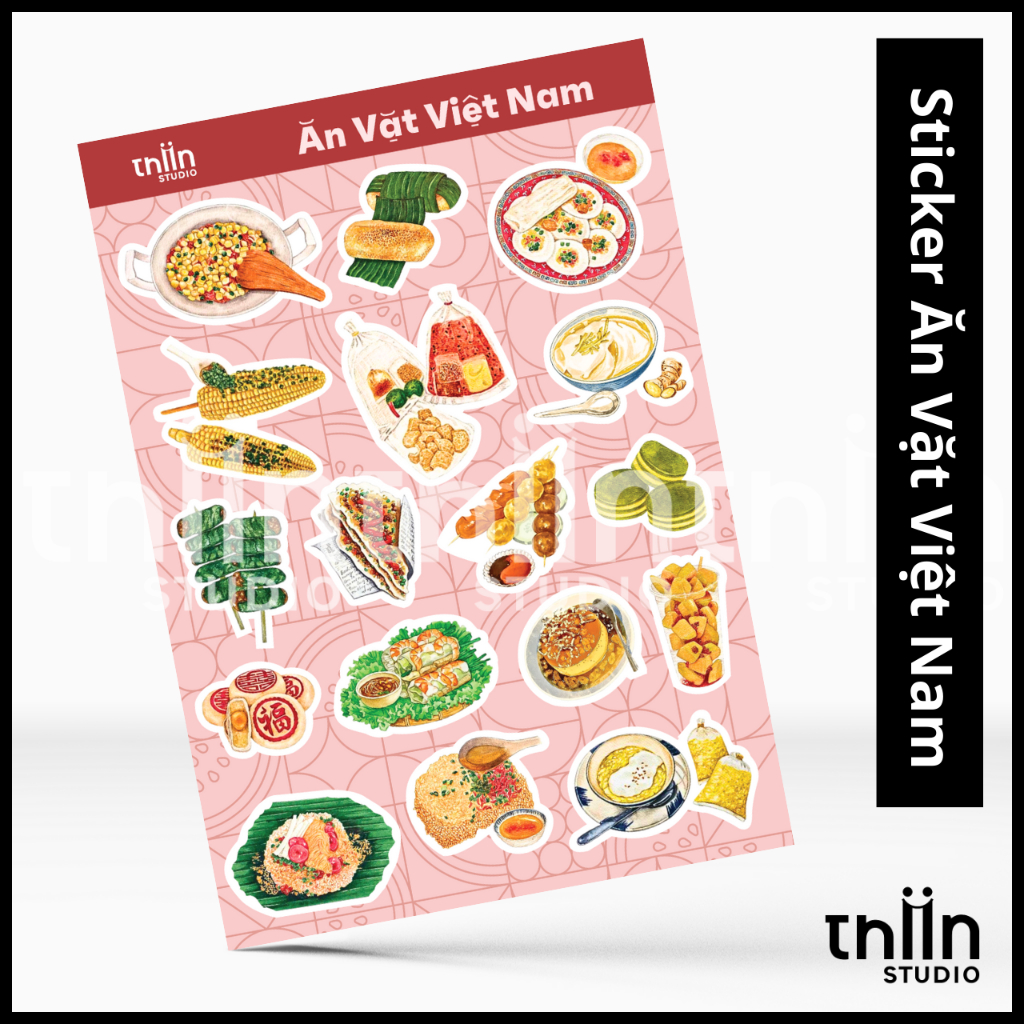 Sticker Đồ Ăn Việt Nam THIIN STUDIO, hình dán chống nước, sticker cute ...