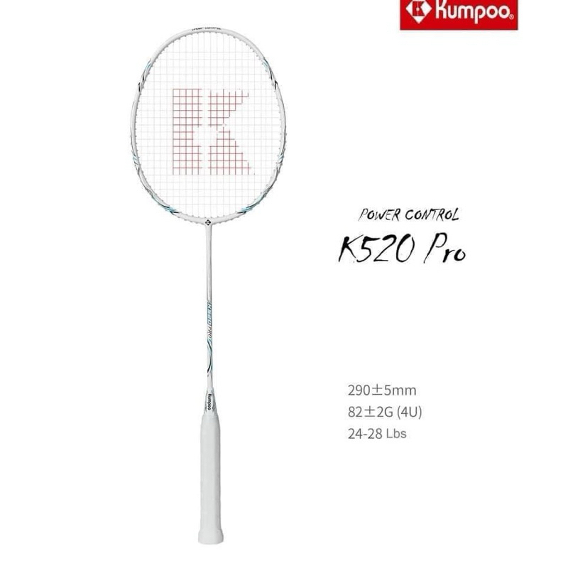 Vợt Cầu Lông Kumpoo Power Control K520 Pro Trắng Chính Hãng (Tặng kèm dây cước, quấn cán, túi ...
