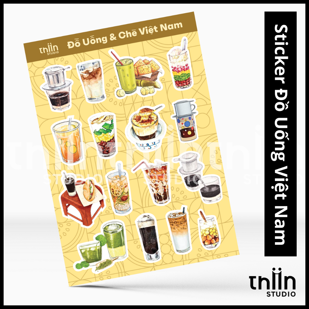 Sticker Đồ Ăn Việt Nam THIIN STUDIO, hình dán chống nước, sticker cute ...