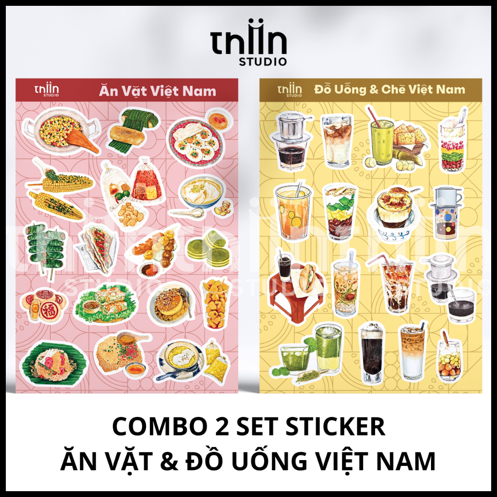 Sticker Đồ Ăn Việt Nam THIIN STUDIO, hình dán chống nước, sticker cute ...