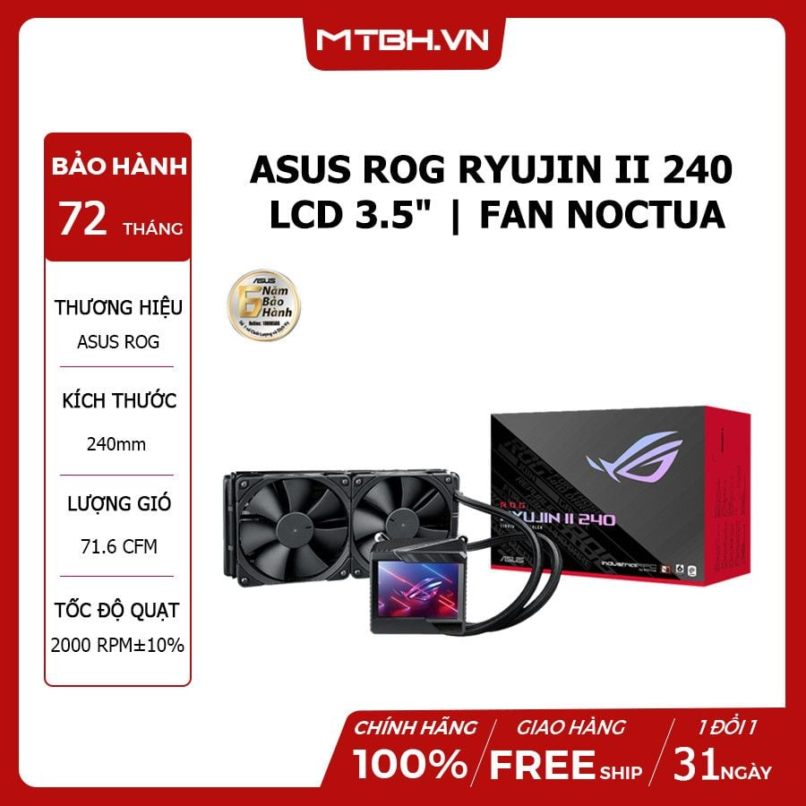 Tản Nhiệt Nước Aio Asus ROG Ryujin Ii 240 - LCD 3.5" | Fan Noctua ...