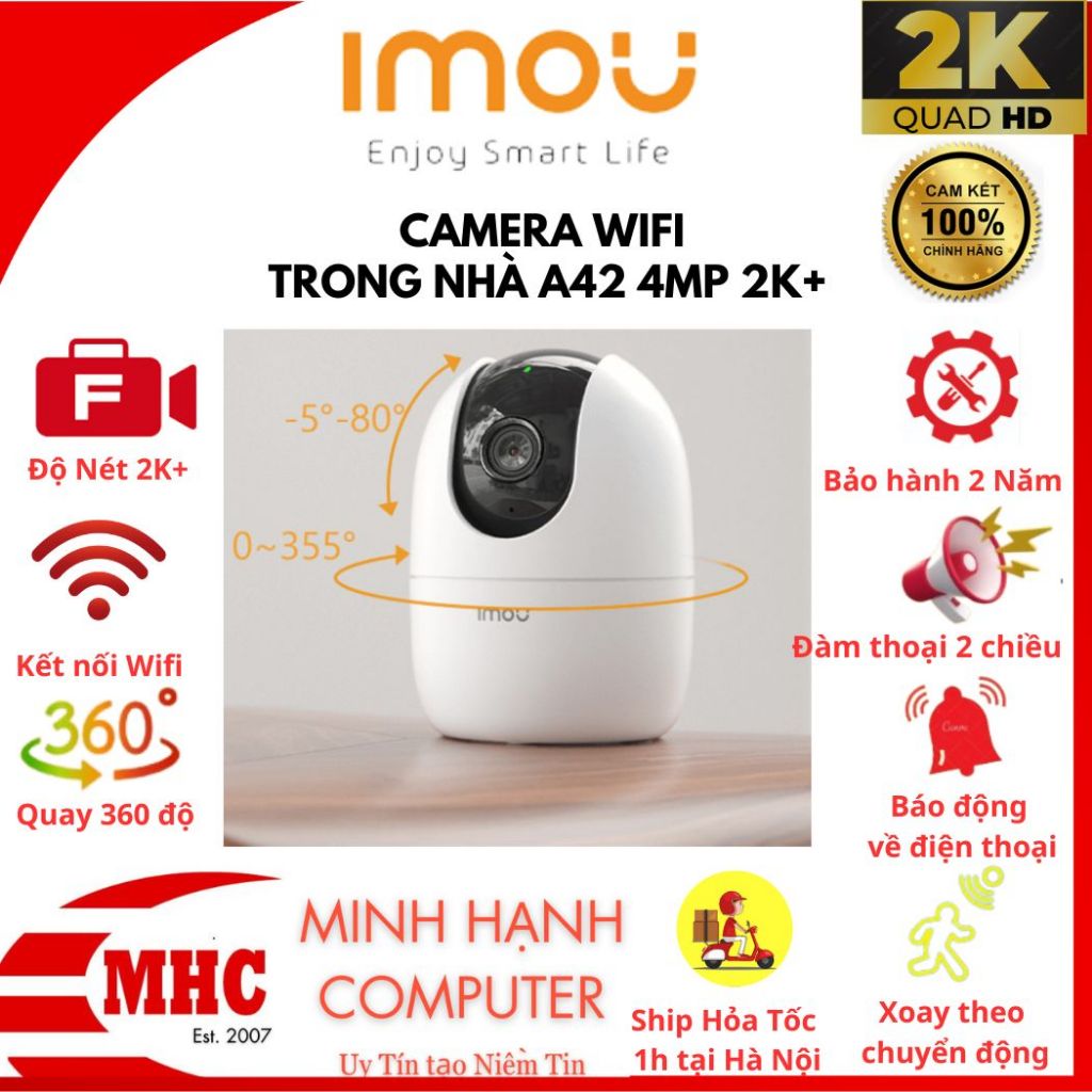 [2024] Camera WiFi Imou A42, Xoay 360, Báo Động Đàm Thoại 2 Chiều ...