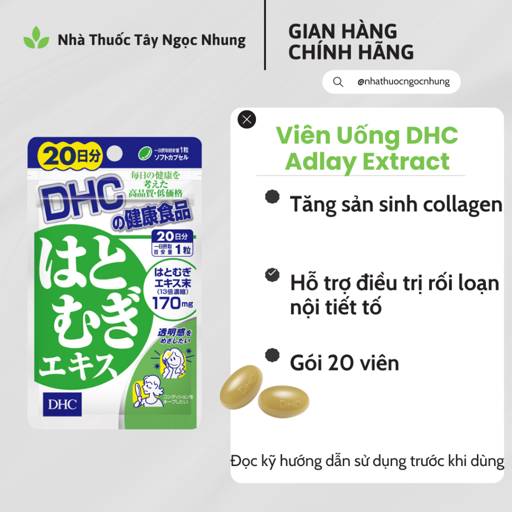 Viên uống sáng da DHC Nhật Bản Adlay Extract gói 20 viên (20 ngày ...