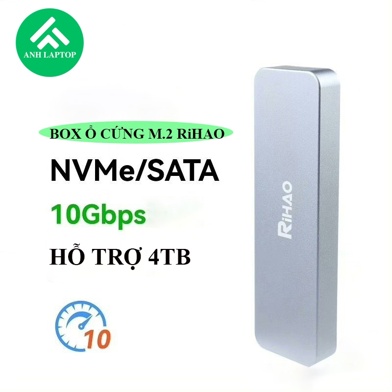 Box SSD M.2 NVME+SATA Rihao. Full nhôm, tốc độ 10Gbps, hỗ trợ tối đa ...