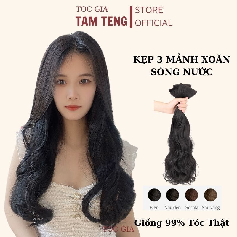 Tóc giả nữ Tam Teng set dải kẹp 3 mảnh xoăn Sóng Nước rất phù hợp với ...