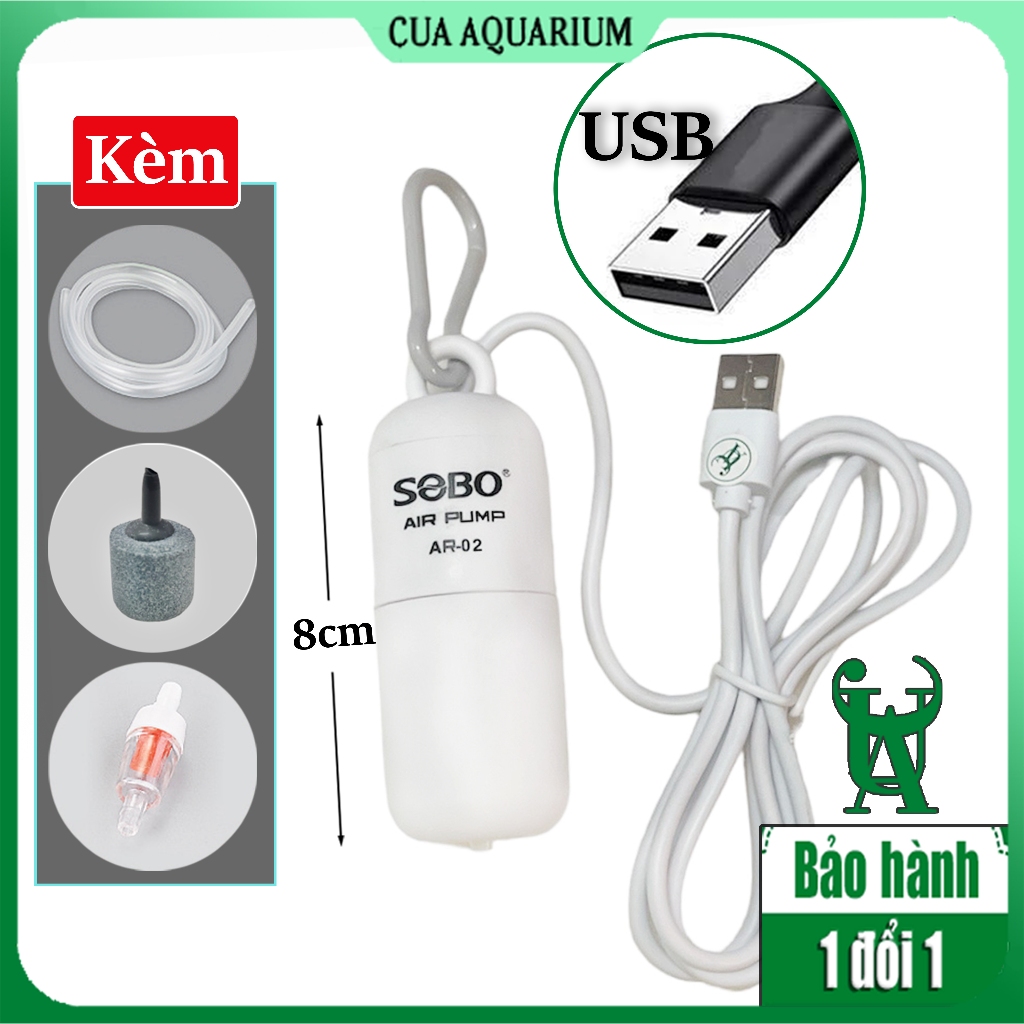 Máy sủi oxy mini USB 1 vòi SOBO AR-02 sục khí bể cá | Shopee Việt Nam