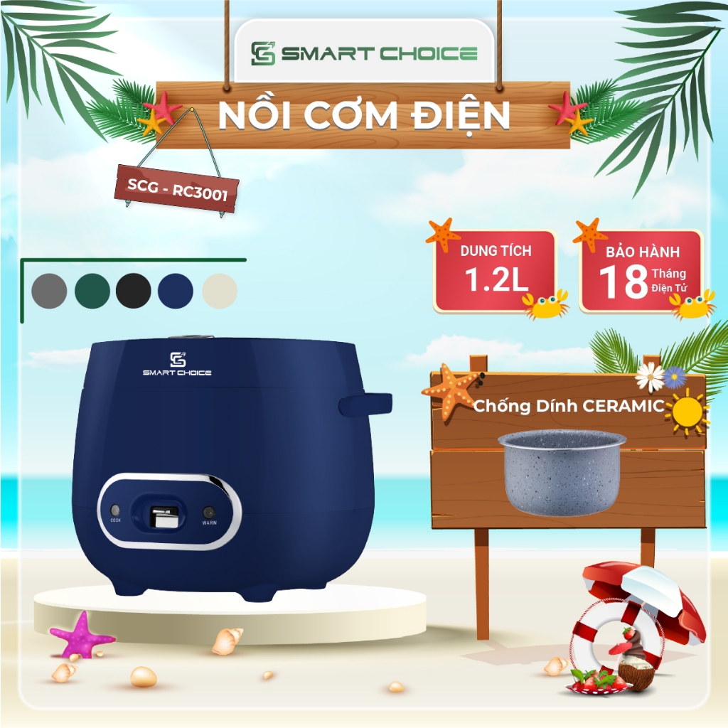 Nồi Cơm Điện 1.2L SMARTCHOICE SCG-RC3001 công nghệ Hàn Quốc, lòng dày ...