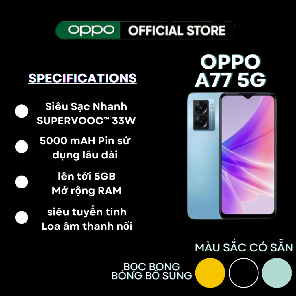 Oppo A77 5G 2sim ram 8+3G ROM 256G Máy chính hãng, bảo hành 24 tháng ...