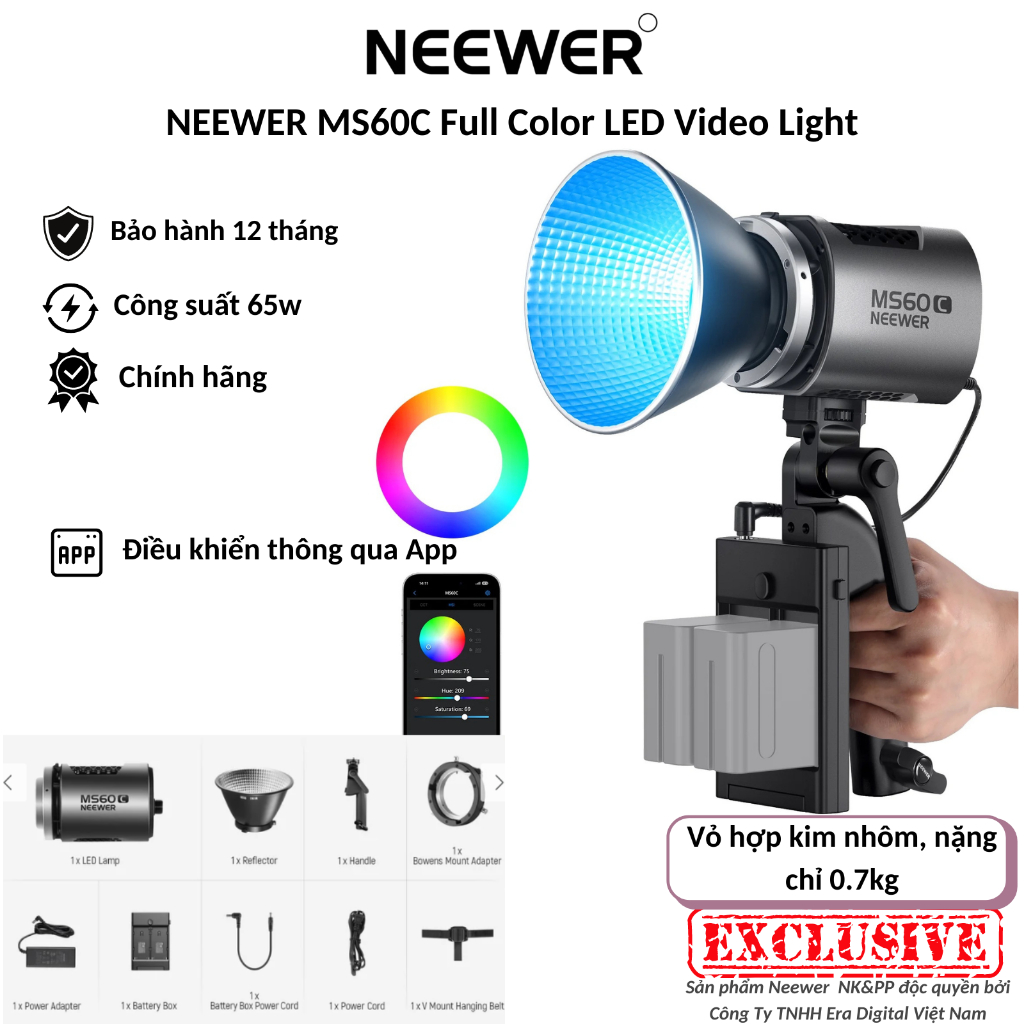 Đèn led NEEWER MS60C RGB LED Video Light Handheld Spotlight | Chính ...