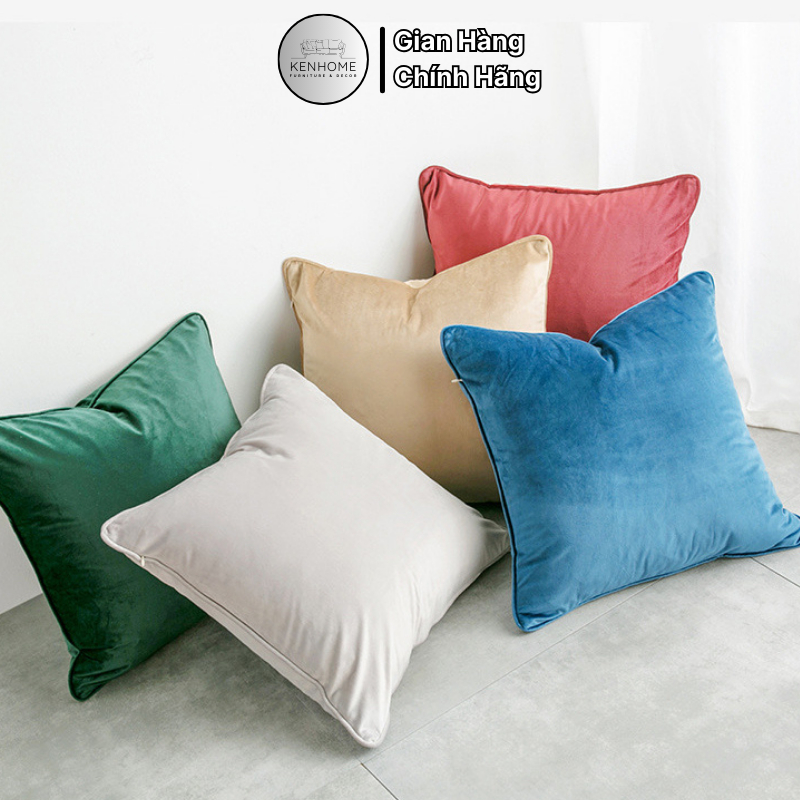 Gối Sofa Vải Nhung Trơn, Vỏ Gối Vuông Sofa Đơn Giản Nhiều Tông Màu ...