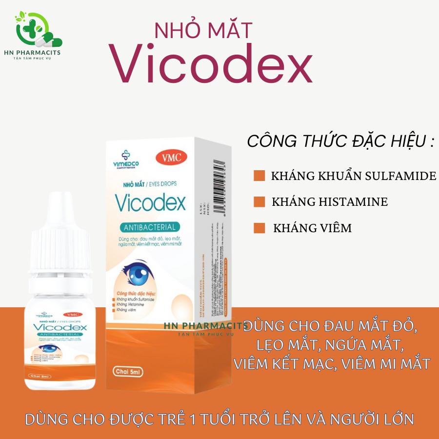 dung dịch nhỏ mắt Vicodex công thức 4 thành phần dùng cho đau mắt đỏ ...