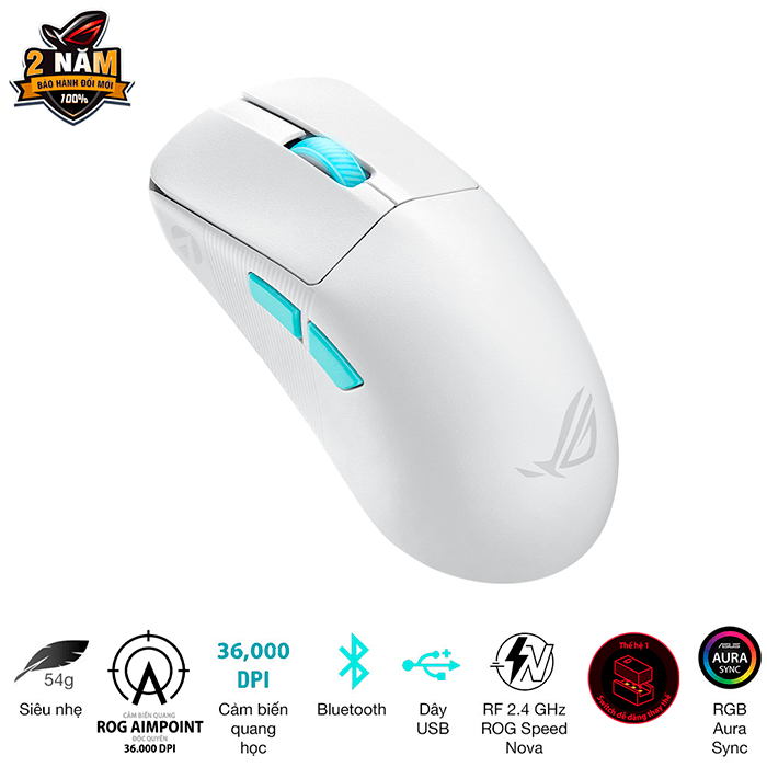 Chuột Gaming ASUS ROG Harpe Ace Aim Lab Edition Wireless - Moonlight White - 90MP02W0-BMUA10 ...