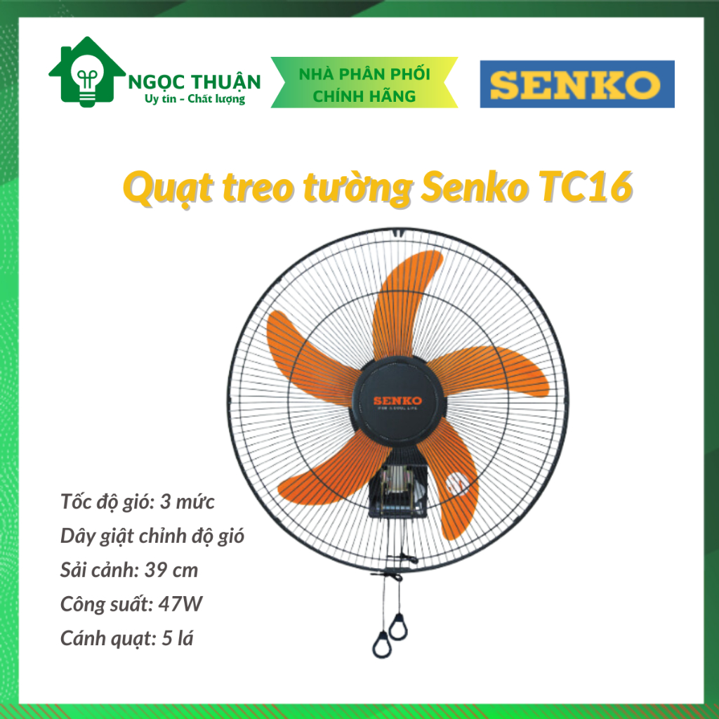 [Chính hãng] Quạt treo tường công nghiệp Senko TC16 47W sải cánh 39cm ...
