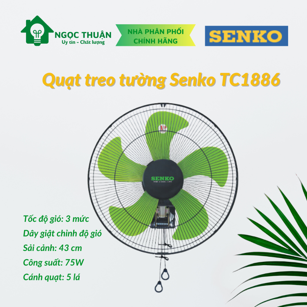 [Chính hãng] Quạt treo tường công nghiệp Senko TC1886 75W sải cánh 43cm ...