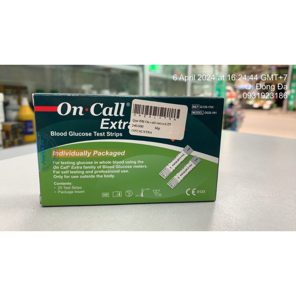 Hộp 25 que thử đường huyết On Call Extra - Oncall Extra dạng vỉ 25 que ...