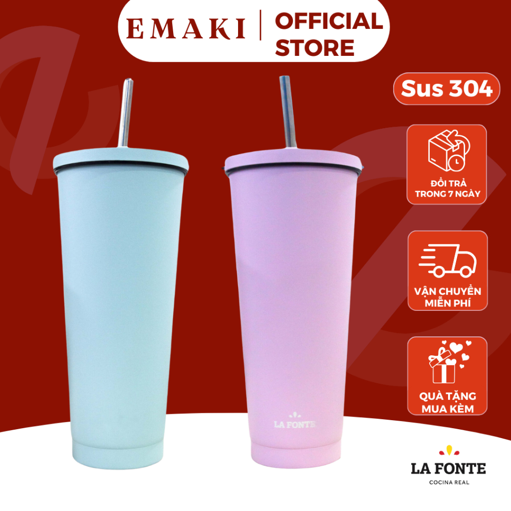 Ly Giữ Nhiệt Kèm Ống Hút LA FONTE Màu Xanh THERMAL MUG 710ml - 012508 - Giữ lạnh 8-12h - Sus 304 ...