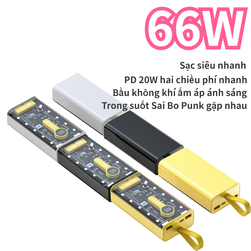 sạc dựng phòng 10000mAh TZ06，Sạc Dự Phòng Trong Suốt 10000mAh TZ06 Với 2 Cổng Sạc Nhanh 22.5w và ...