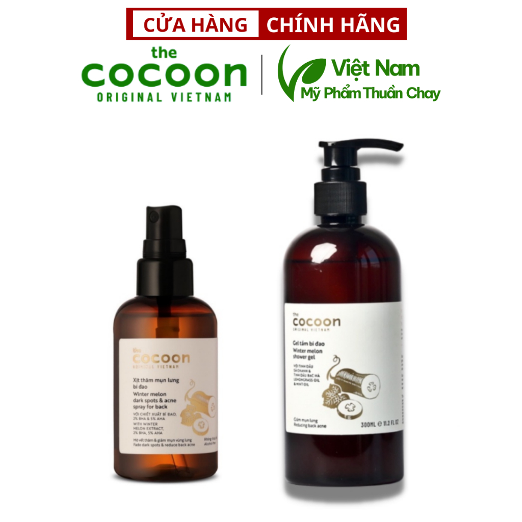 Combo xịt thâm mụn lưng Cocoon 140ml + Gel tắm bí đao Cocoon 300ml - Thuần Chay Việt Nam ...