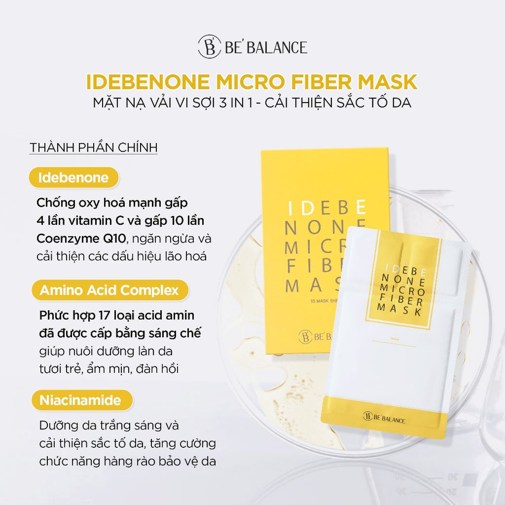1 Miếng Mặt Nạ Vải Vi Sợi Be'Balance MICRO FIBER MASK 3in1 giúp Làm Đẹp ...