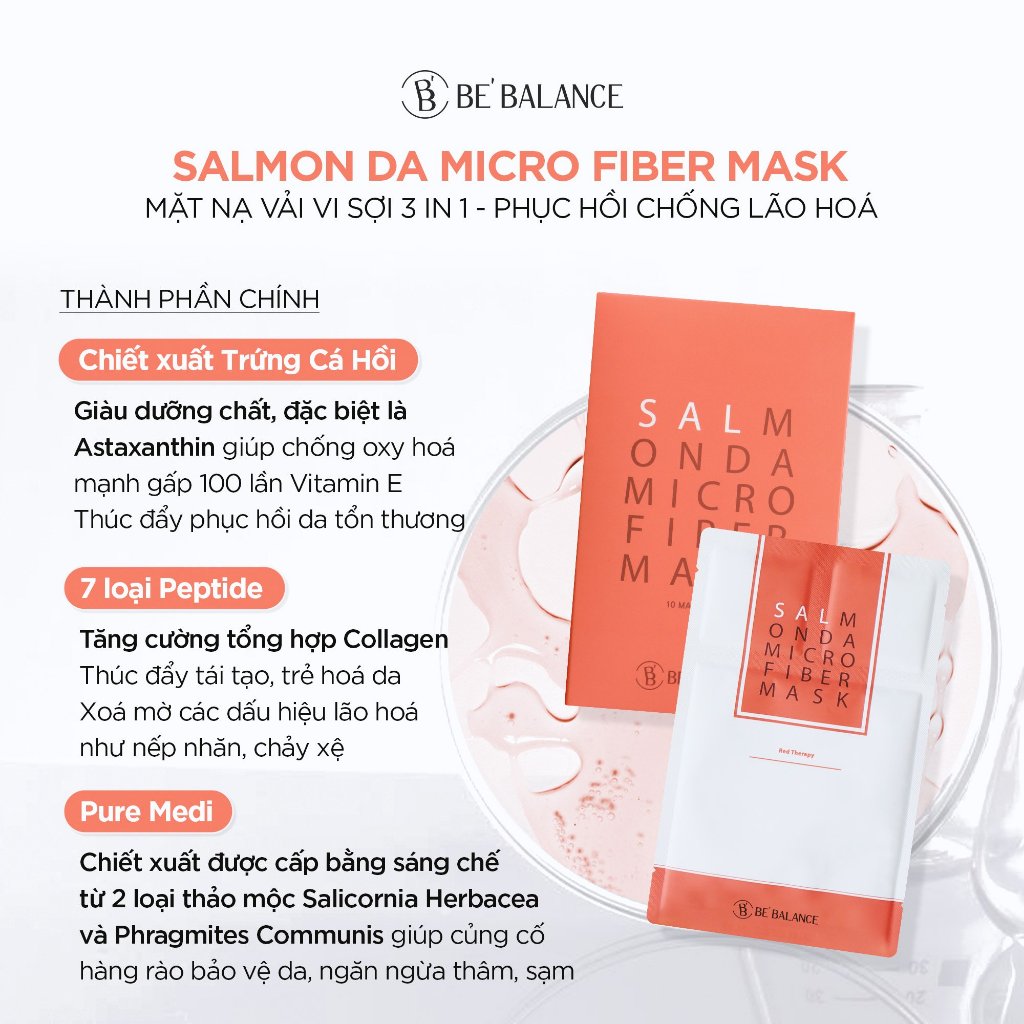 1 Miếng Mặt Nạ Vải Vi Sợi Be'Balance MICRO FIBER MASK 3in1 giúp Làm Đẹp ...
