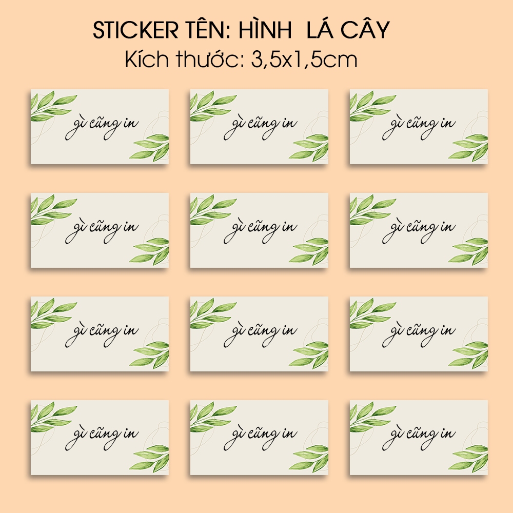150 Sticker In Tên Theo Yêu Cầu | MẪU LÁ CÂY - Decal Chống Nước | Kích ...