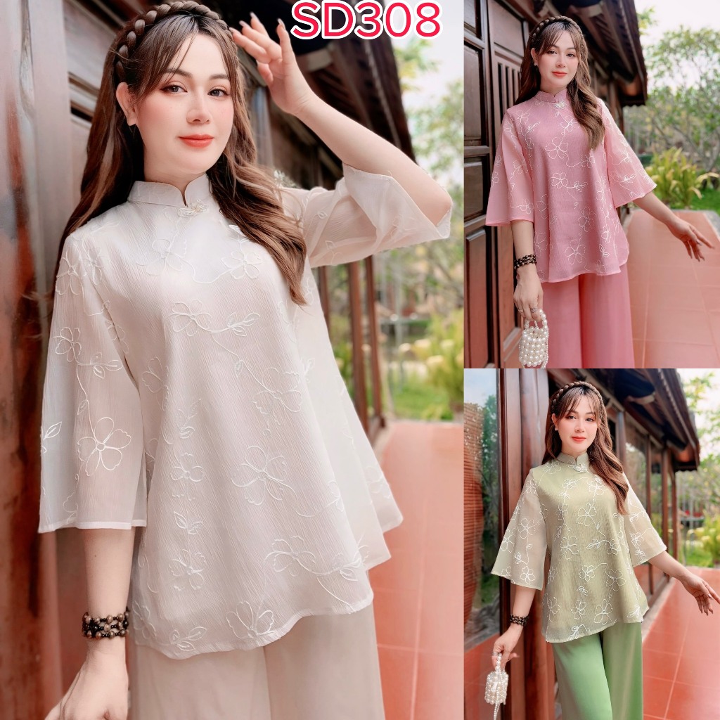 BỘ SUÔNG BƯỚM 3D (SD308) Pháp Phục Cách Tân, Đồ Lam, Bà Ba Vàng | Shopee Việt Nam