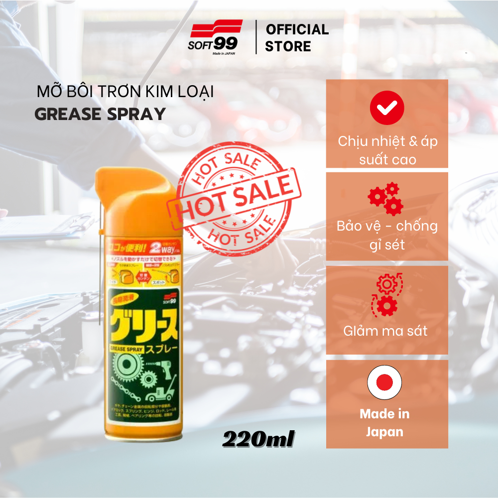 Chai xịt mỡ bôi trơn - mỡ bò nước Soft99 Grease Spray E-12 Soft99 220ml | Shopee Việt Nam