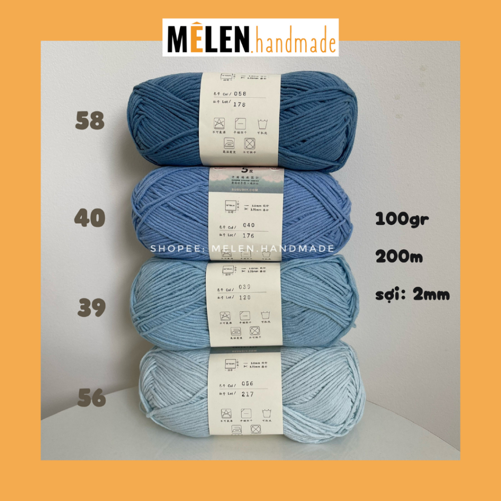 [XANH DƯƠNG] Combo len Susan 5 - màu xanh dương - Len Susan's Family 5 ...