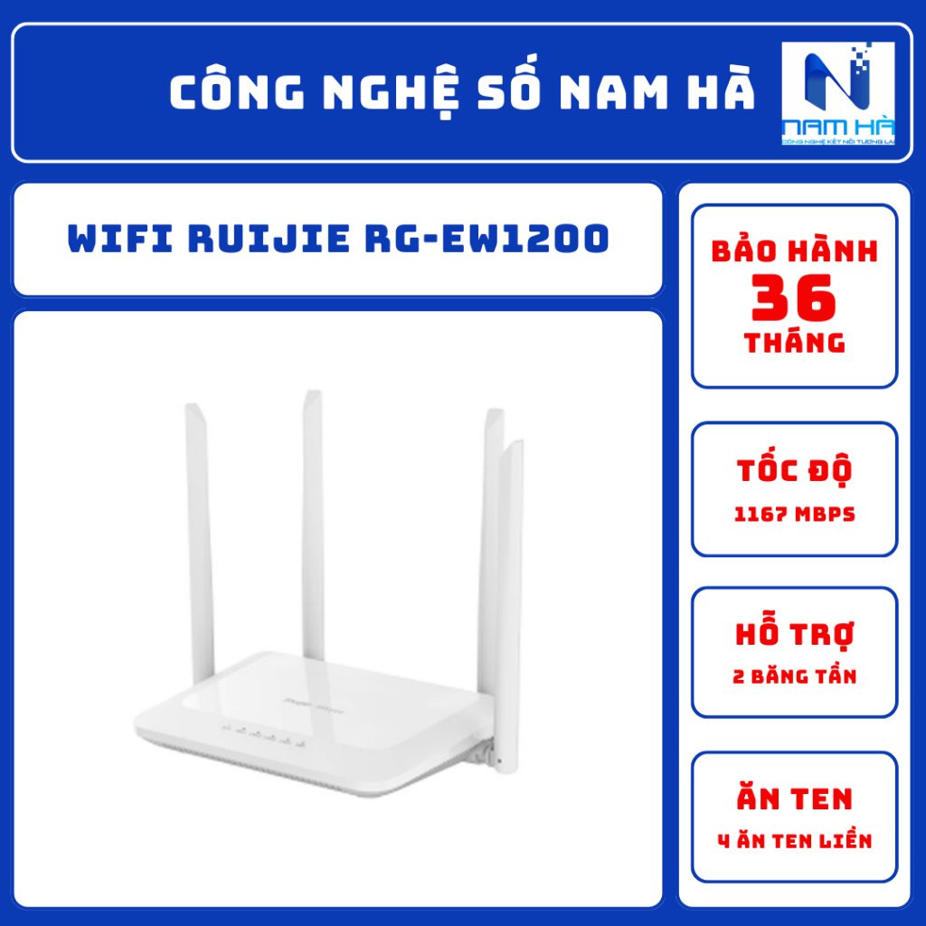 Bộ phát WiFi Ruijie RG-EW1200 (Dual-band AC1200 MU-MIMO hỗ trợ Mesh ...