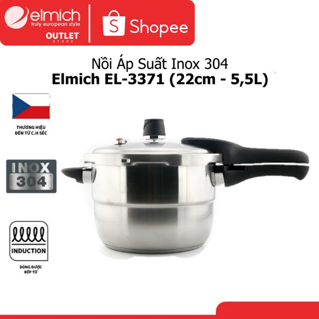 Nồi Áp Suất Bếp Từ Elmich EL-3369 (4L) / EL-3371(5.5L), Nồi Áp Suất Inox 304 Elmich Chính Hãng ...