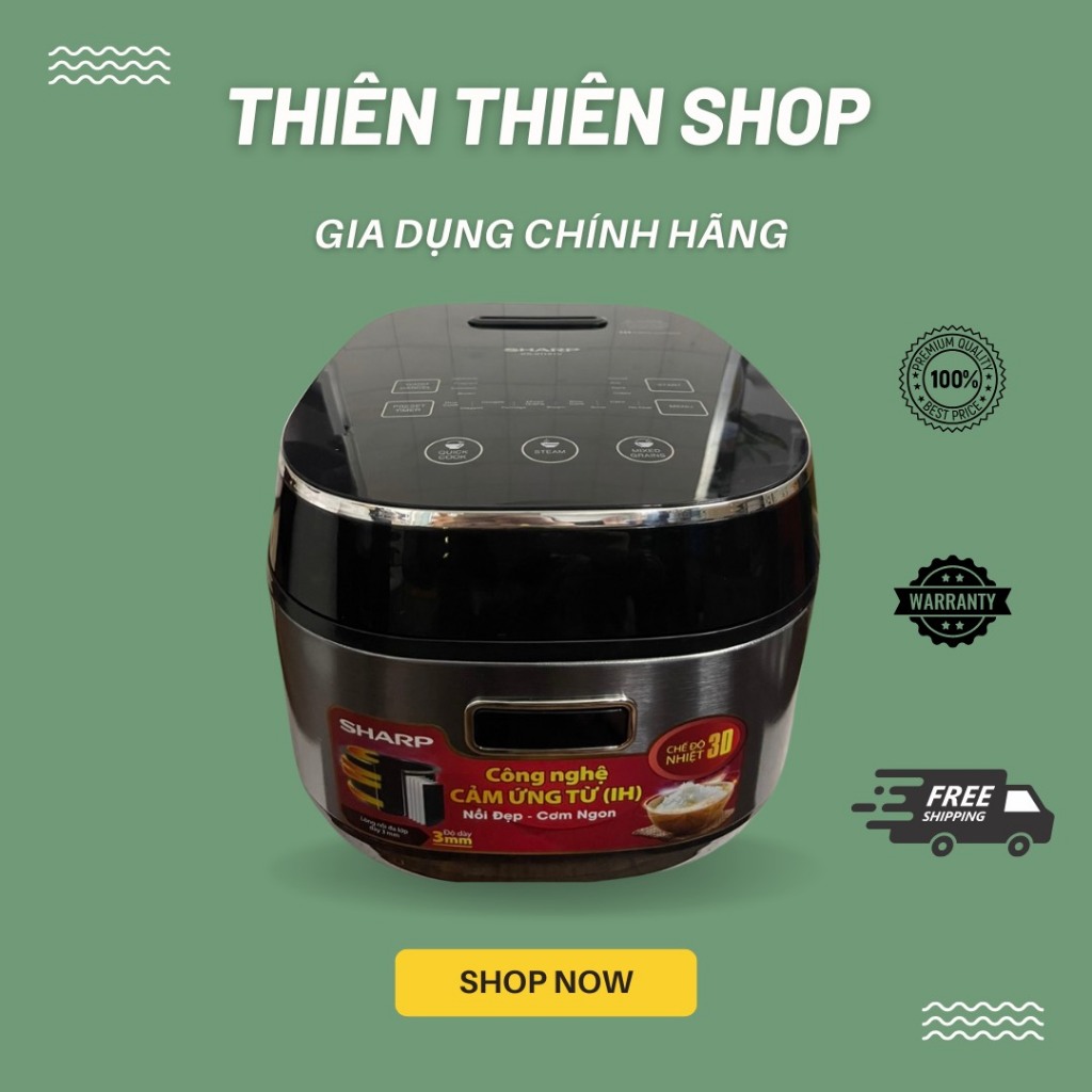 Nồi cơm cao tần Sharp 1.8 lít KS-IH191V-BK nhiều chức năng,cảm ứng,màn ...