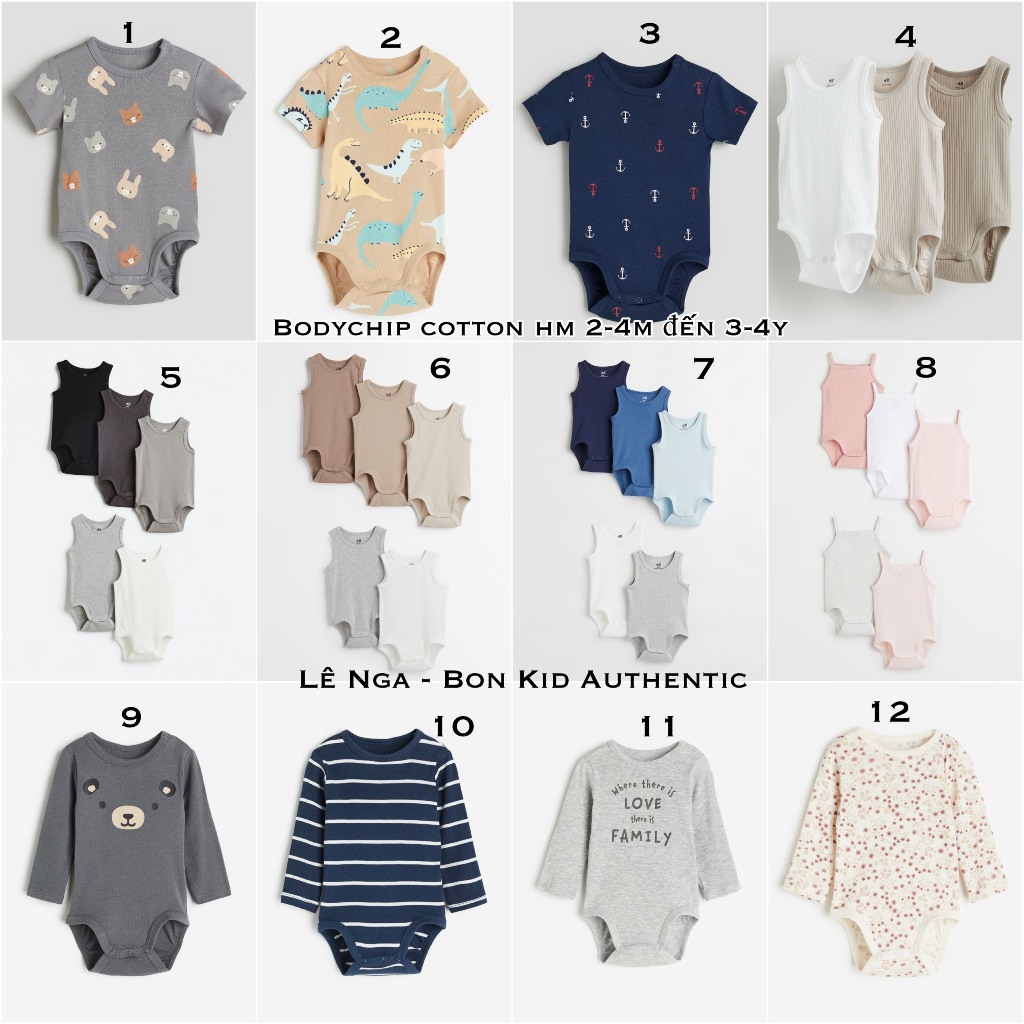 Bodychip HM UK/JP/US sz từ 2-4m đến 3-4y | Shopee Việt Nam
