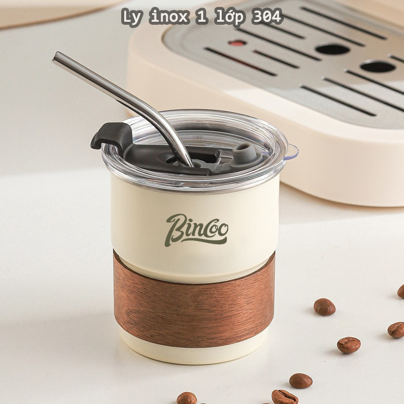 Ly cà phê inox 304 giữ nhiệt 2 lớp lót gốm. Cốc cà phê tiện lợi di động Bincoo 250ml, 280ml ...