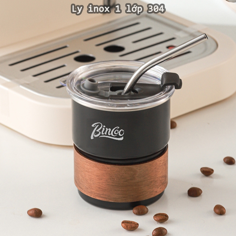 Ly cà phê inox 304 giữ nhiệt 2 lớp lót gốm. Cốc cà phê tiện lợi di động Bincoo 250ml, 280ml ...