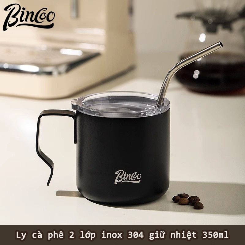 Ly cà phê inox 304 giữ nhiệt 2 lớp lót gốm. Cốc cà phê tiện lợi di động Bincoo 250ml, 280ml ...
