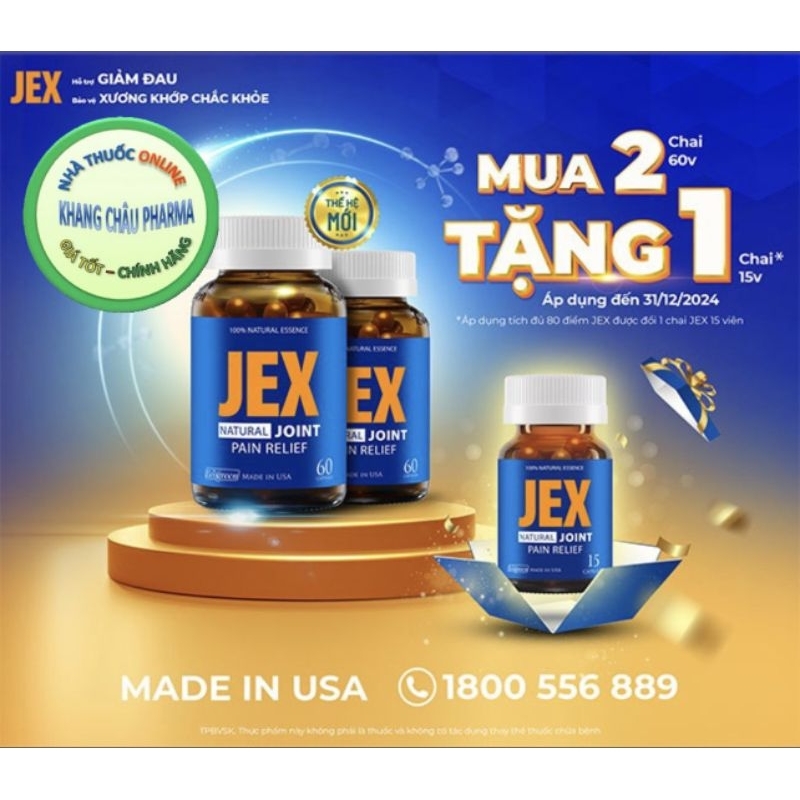 Combo 2 hộp JEX 60 Viên giảm đau, bảo vệ xương khớp tặng 1 hộp 15 viên ...