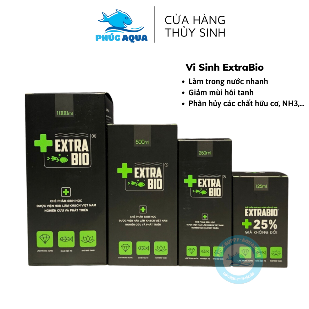 Vi Sinh Extra Bio 125ml 250ml 500ml 1000ml | Làm Trong Nước, Khử Mùi Tanh, Phân Huỷ Chất Độc Hại ...