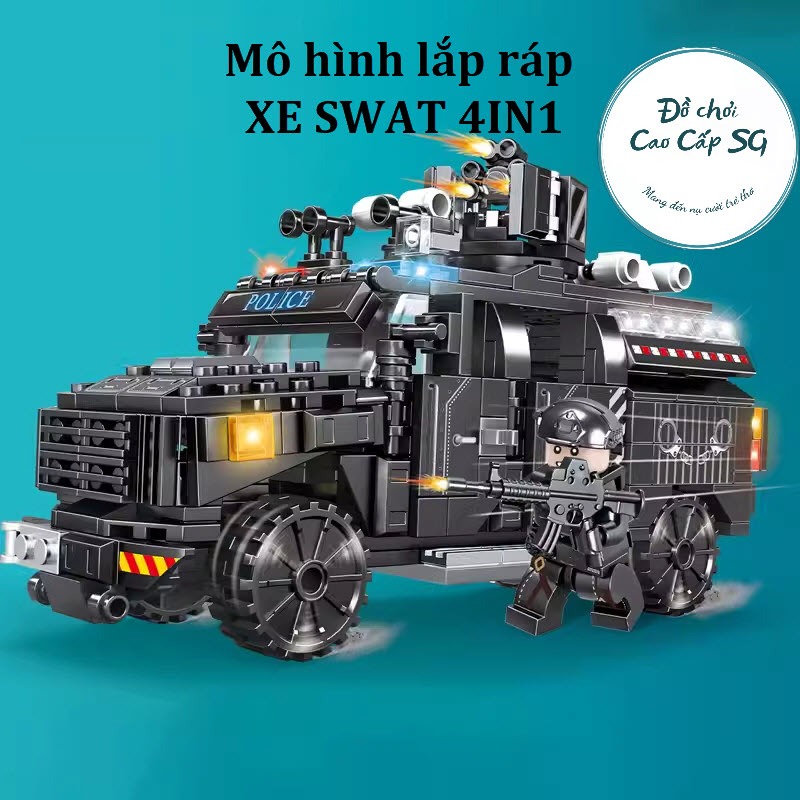 [436 CT] Mô hình lắp ráp SWAT Xe cảnh sát, Tàu chiến, Máy bay trực ...