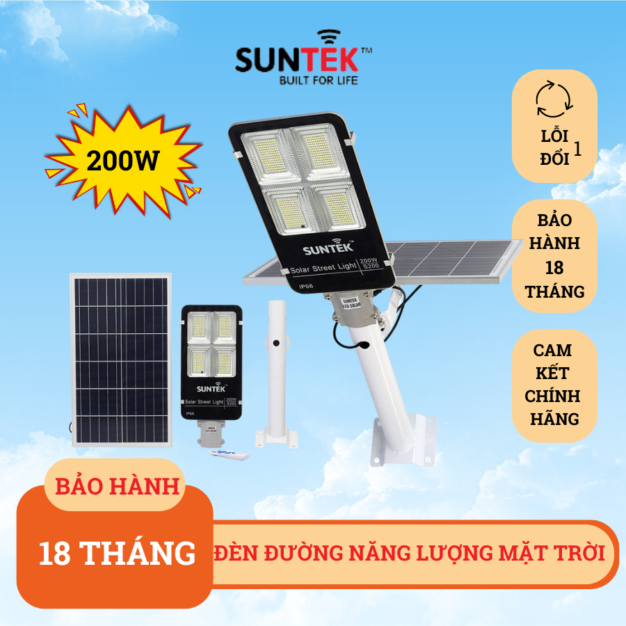 Đèn Đường Năng Lượng Mặt Trời SUNTEK SOLAR S200 cảm ứng chống nước LED ...