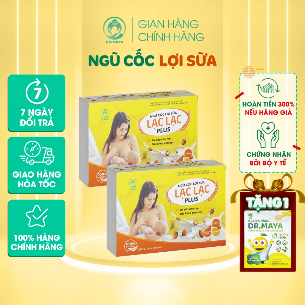 Ngũ cốc Lợi Sữa Lạc Lạc Plus Dr.maya 600g (30 gói), hương vị thơm ngon, cũng cấp dinh dưỡng cải ...