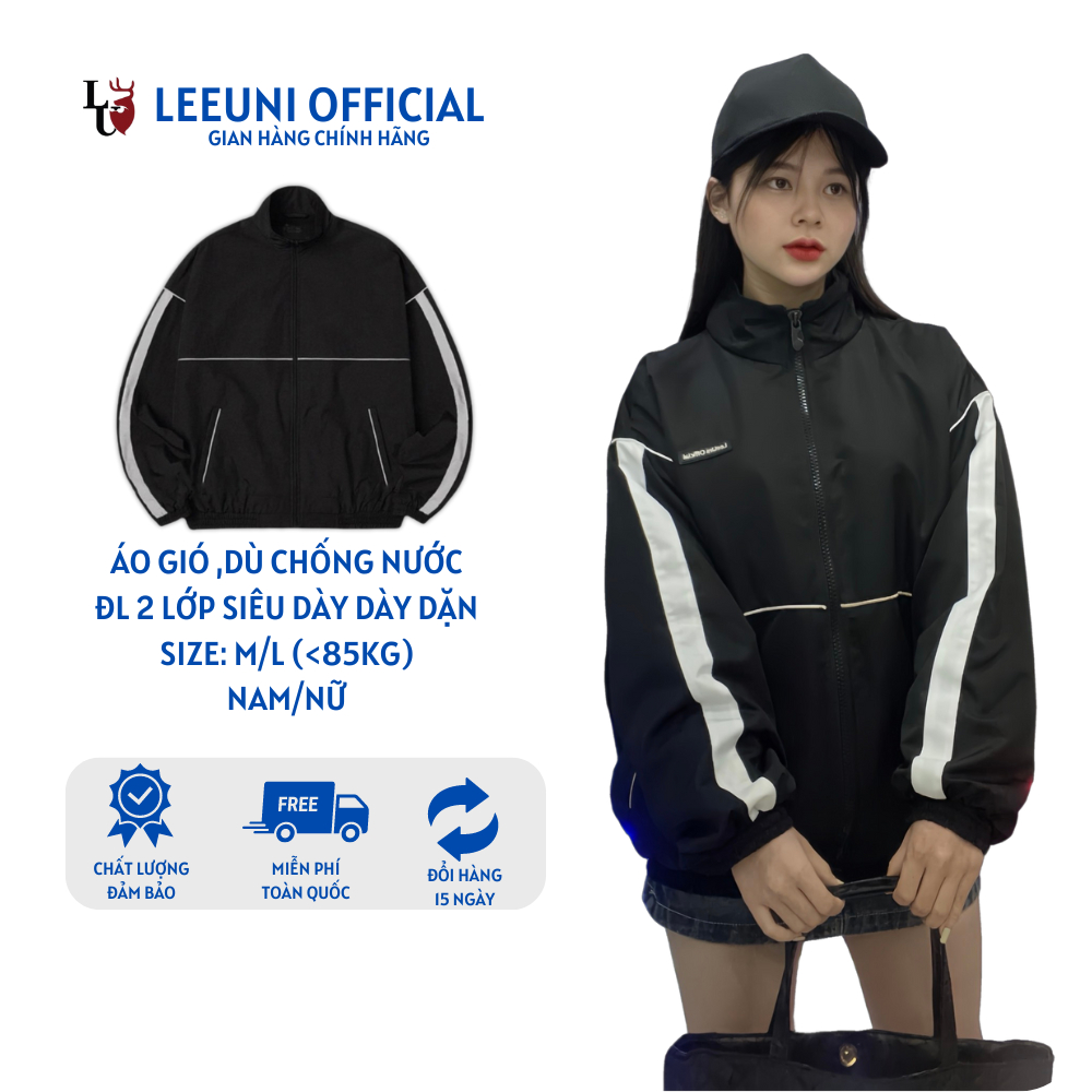 Áo Khoác Gió Nam Nữ Local Brand LeeUni Line Jacket/ Black | Shopee Việt Nam
