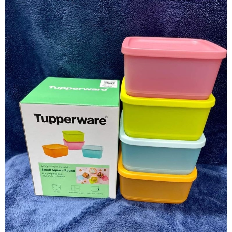 Bộ 4 hộp small square round Tupperware 650ml ( ngăn mát) | Shopee Việt Nam