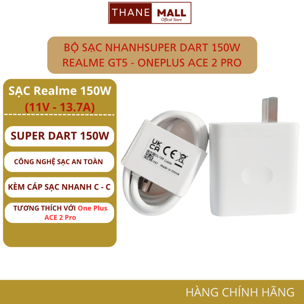Bộ sạc nhanh Supper Dart 150W 11V - 13.7A cho Realme GT 5 | Oneplus ACE 2 Pro | Shopee Việt Nam