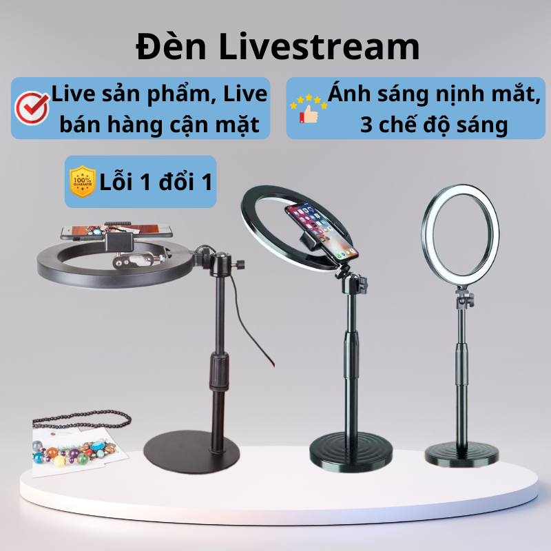 Đèn livestream bán hàng để bàn siêu sáng, đèn livestream mini đa năng ...