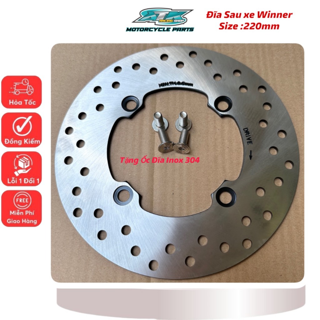 Đĩa phanh sau xe Winner size 220 tặng kèm ốc dĩa inox 304 Phụ Tùng Phanh | Shopee Việt Nam