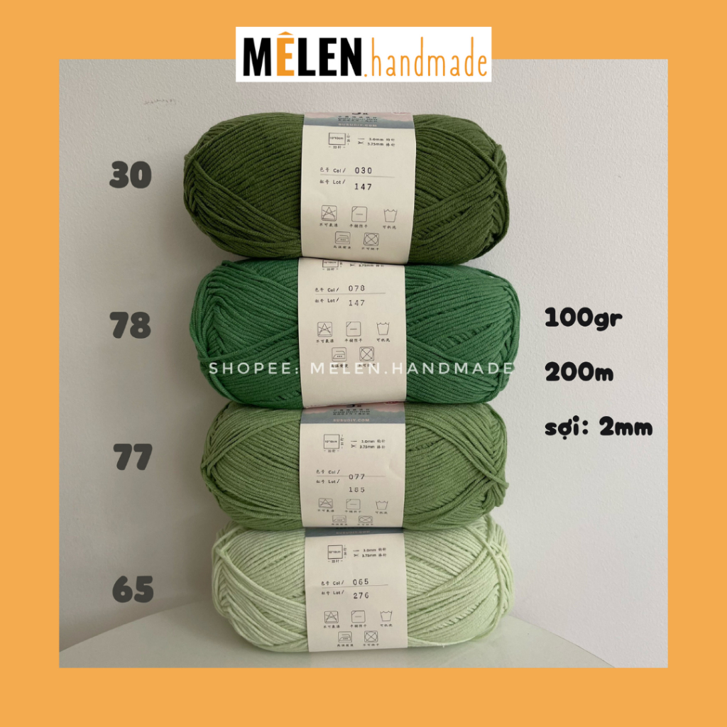 [XANH LÁ] Combo len Susan 5 - màu xanh lá - Len Susan Family 5 100g sợi ...