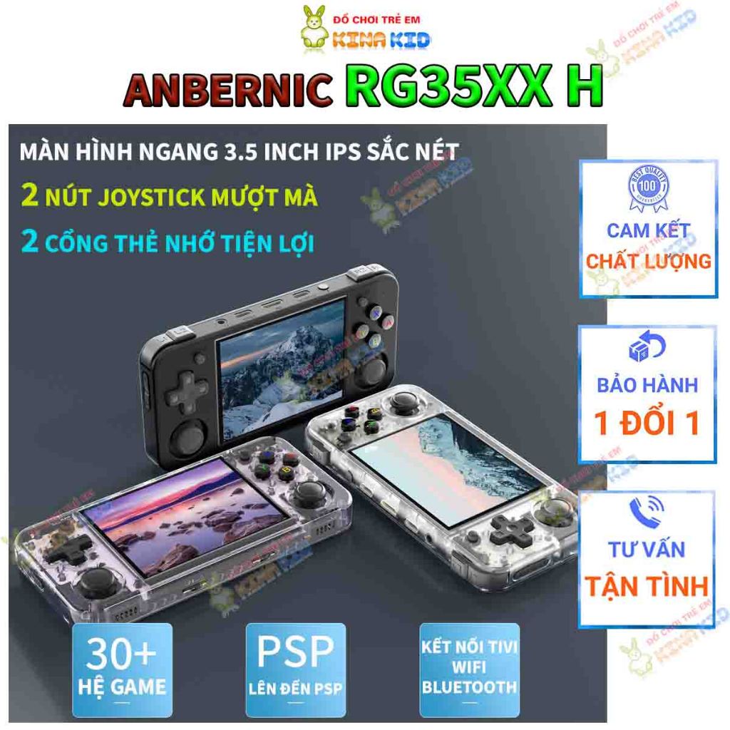 Máy chơi game cầm Anbernic RG35XX H, màn hình IPS 3.5 Inch, tặng thẻ ...