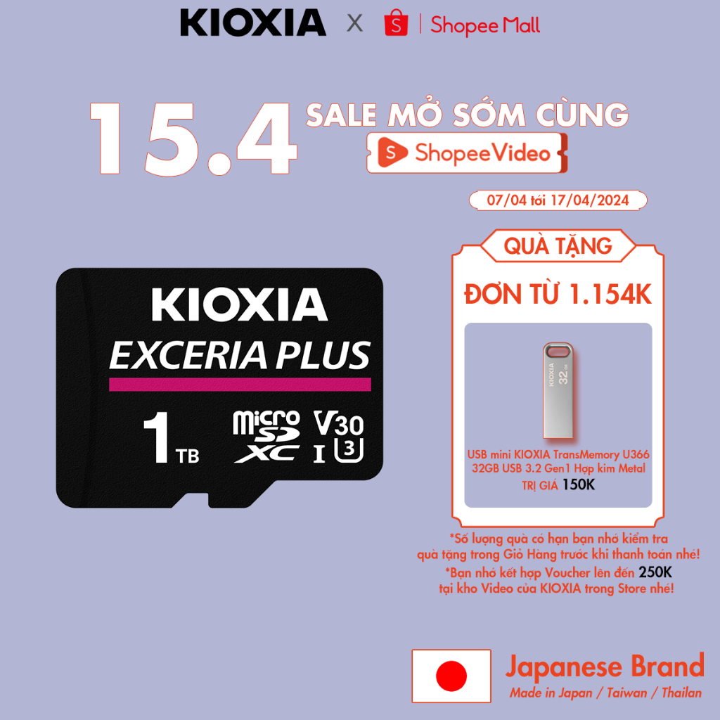 Thẻ nhớ KIOXIA MicroSD 4K V30 U3 camera hành động [ MicroSD Exceria High Endurance / MicroSD ...