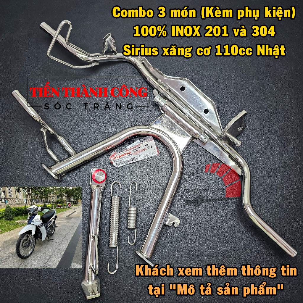 Combo 3 món dàn chân INOX (201 và 304) Sirius xăng cơ 110cc Nhật (Kèm ...